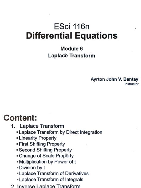 Module 6 Laplace Transform Pdf