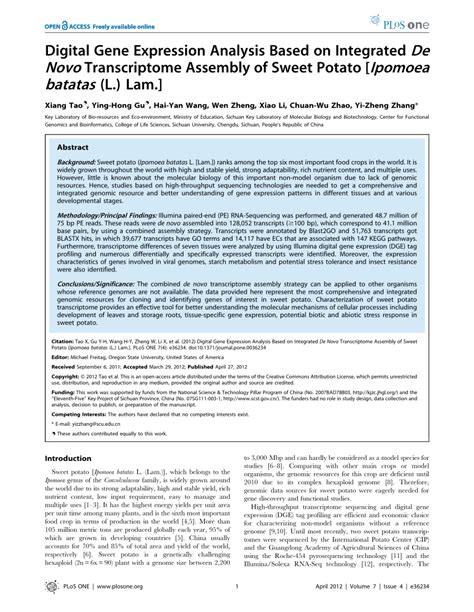 Pdf Digital Gene Expression Analysis Based On Integrated De Novo