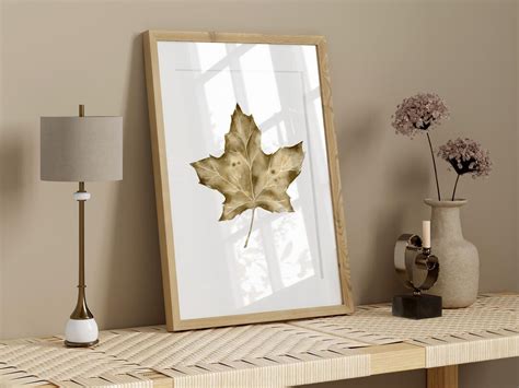Maple Leaf Art Print Brown Watercolor Leaf Art Botanical Illustration