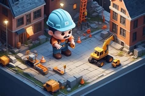 Very Detailed Tiny Cute Construction Foreman Premium Ai Generated Image