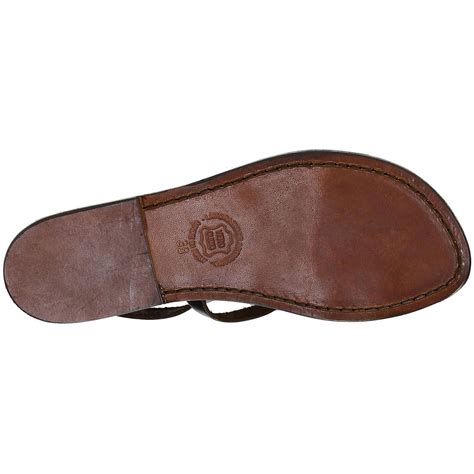 Womens Brown Leather Flat Sandals Handmade Artigiani Del Cuoio