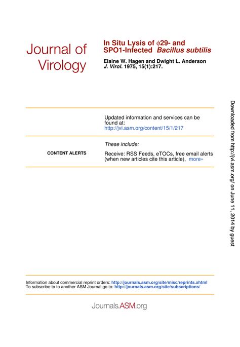 Pdf In Situ Lysis Of Phi29 And Spo1 Infected Bacillus Subtilis