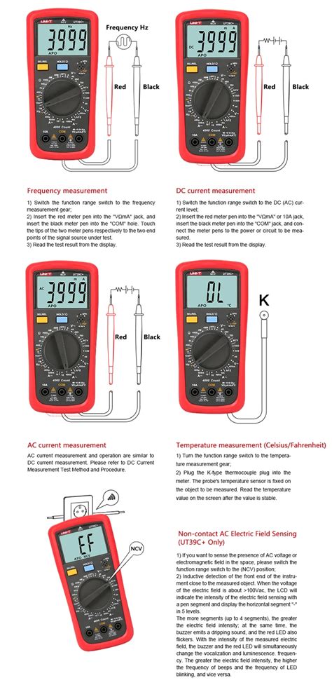 Multimetre Ut39c Plus Multimètre Numérique Testeur Automatique Mise à Niveau De Lut39c Ac Dc