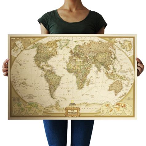 Vintage Retro Matte Kraft Paper World Map Antique Grandado