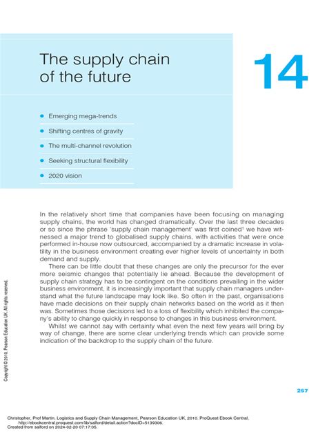Logistics And Supply Chain Management Chapter 14 The Supply Chain Of