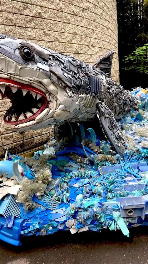 Shark Sculpture Trash Sculpture Diy Pollution Up Cycle Shark