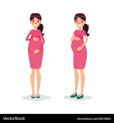 Pregnant Happy Flat Women Future Mom Cartoon Vector Image