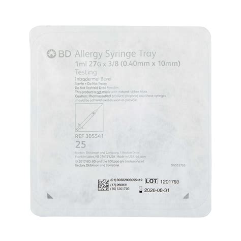 Standard Allergy Tray Precisionglide 1 Ml 38 Inch 27 Gauge Nonsafety