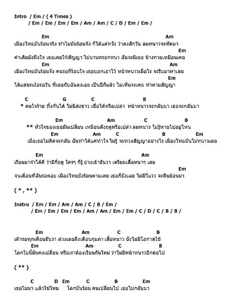สัญญาหน้าหนาว คอร์ด Labanoon Chordsmelody