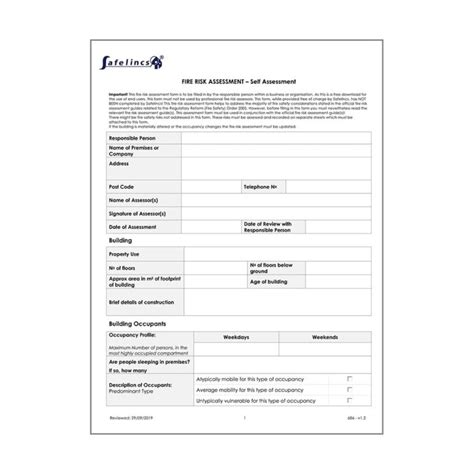 Fire Safety Risk Assessment Template