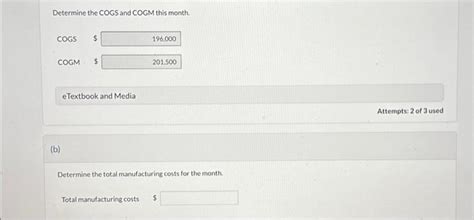 Determine The COGS And COGM This Month COGS COGM B Chegg Com