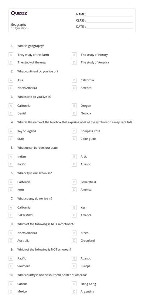50 Geography Worksheets For 7th Grade On Quizizz Free And Printable