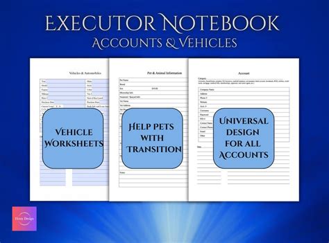 Executor Notebook Estate Administration Bills Assets Printable Pdf