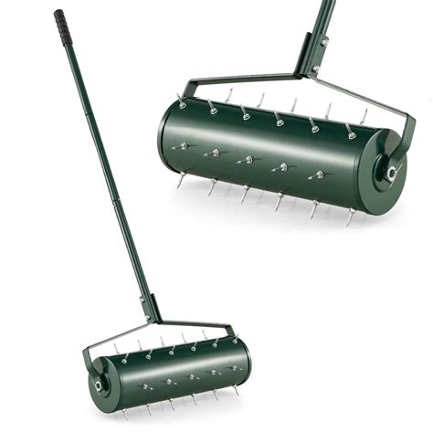 Costway 21 Manual Lawn Aerator Heavy Duty Rolling Push Soil