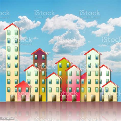 Colored Urban Agglomeration Of A Suburb Concept Illustration Stock