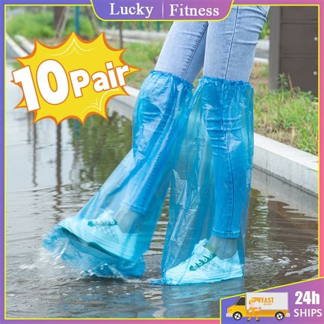 10 Pair Disposable Rain Shoe Cover Thickened Rainproof Shoe Covers Plastic Boot Covers Outdoor