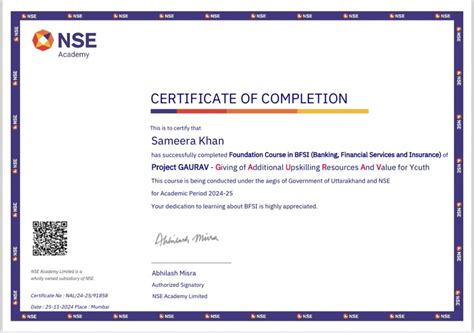 I Am Glad To Share That I Have Successfully Completed Foundation Course In Bfsi Of Project