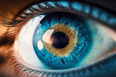 Color Azul Claro De Los Ojos Humanos Con Un Alumno Brillante Stock De
