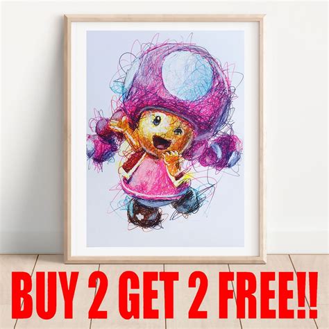 Toadette Ballpoint Pen Print Buy 2 Get 2 Free Super Mario Art Video