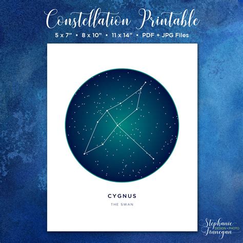 Cygnus Printable Cygnus Art Print Constellation Printable