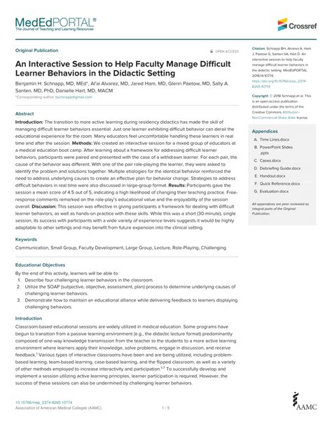 Pdf An Interactive Session To Help Faculty Manage Difficult Learner
