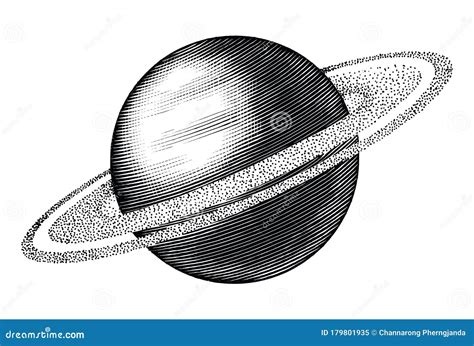Clipart Noir Et Blanc De Style Dépoque De Dessin De Main De Saturne