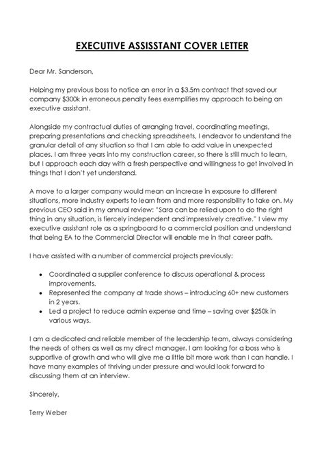 8 Perfect Samples For Executive Assistant Cover Letter
