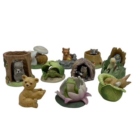 10 Vintage Franklin Porcelain Woodland Surprises Collection Animals