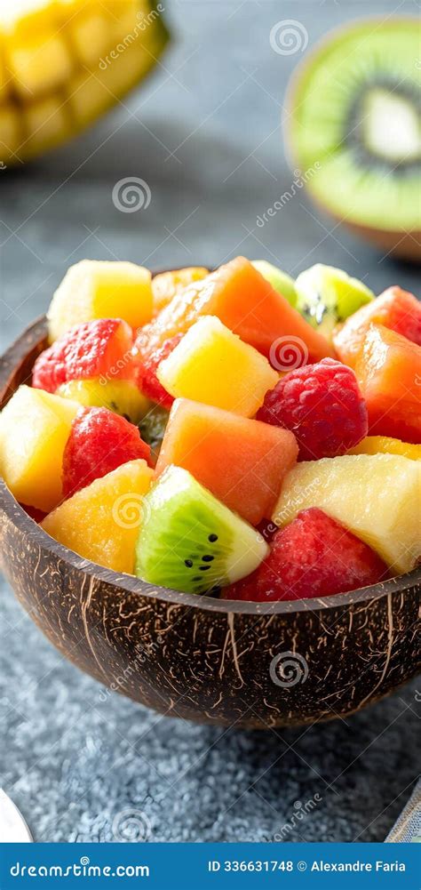 Colorful Diced Fruit Bowl Arrangement Stock Illustration Illustration
