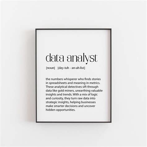 Data Analyst Definition Print T For Data Lovers Funny Wall Art