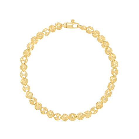 Athena 19cm Beaded Chain Bracelet In 9kt Yellow Gold