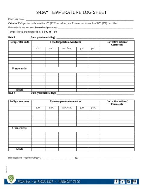 Temperature Log Sheet 04 Pdf