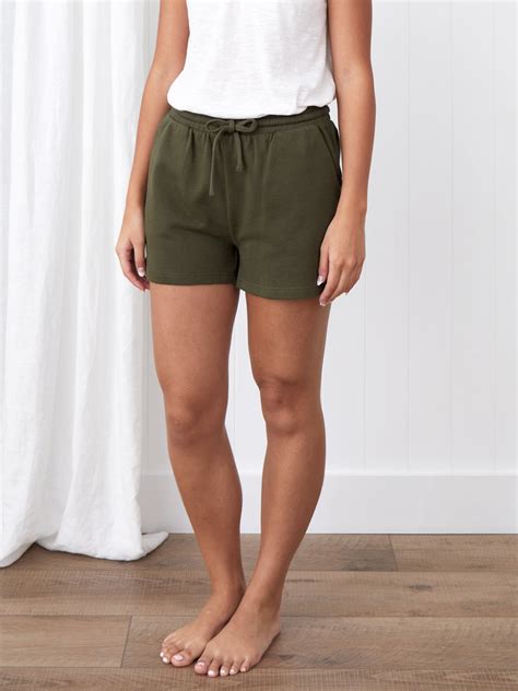 Weekend Cotton Knit Lounge Shorts In Olive Wallace Cotton