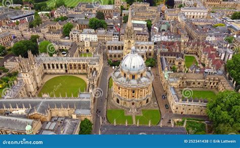 Famous Radcliffe Camera In The Oxford University Aerial View Stock