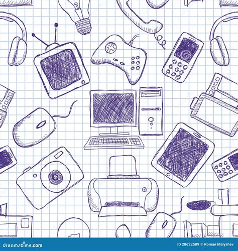 Electronics Seamless Texture Stock Illustration Illustration Of