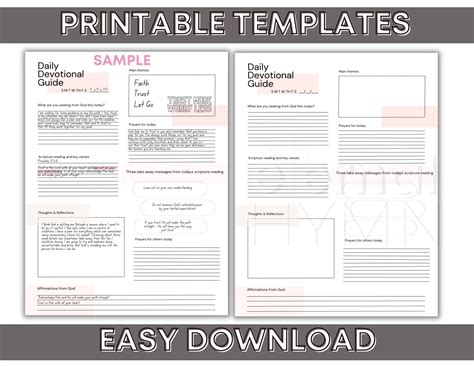Printable Daily Devotion Template For Young Trendy Christian Women Easy