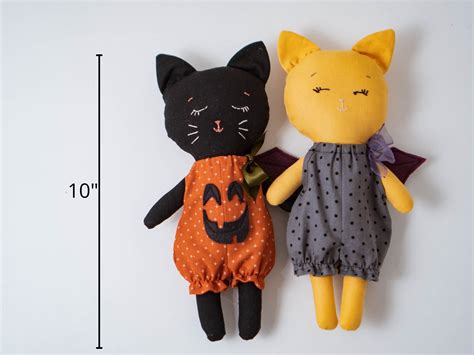 Halloween Cat Rag Doll With Clothes Pdf Sewing Pattern — Pin Cut Sew