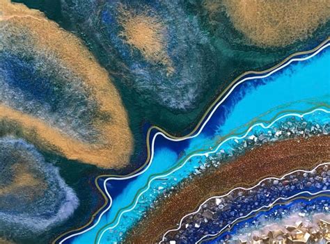 Cleopatra Peacock Geode Resin Painting Duo With Lapis Lazuli Etsy