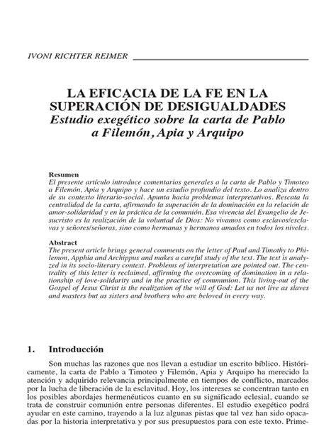 La Carta De Filemon Pdf Epístola A Filemón Pablo El Apóstol