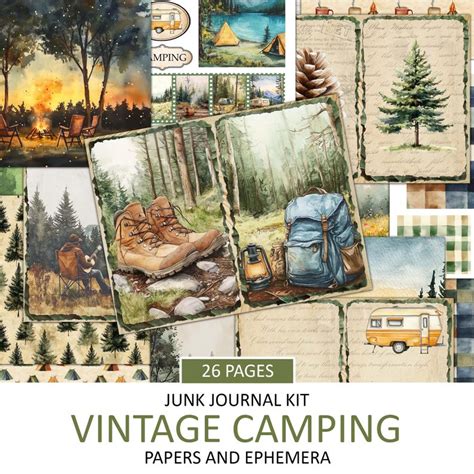 Vintage Camping Junk Journal Kit Printable Ephemera Nature Theme