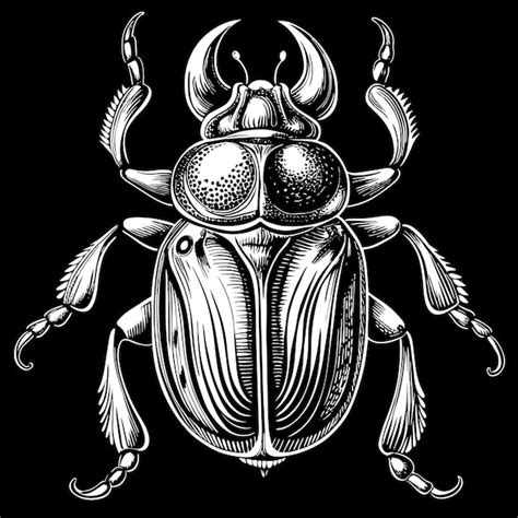 Premium Vector A Black And White Image Of A Beetle With Wings And Wings