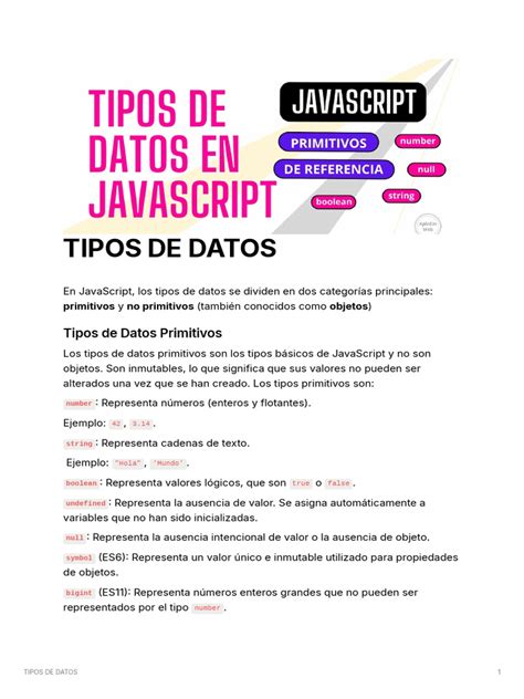 3 Tipos De Datos Javascript Pdf Tipo De Datos Variable Informática