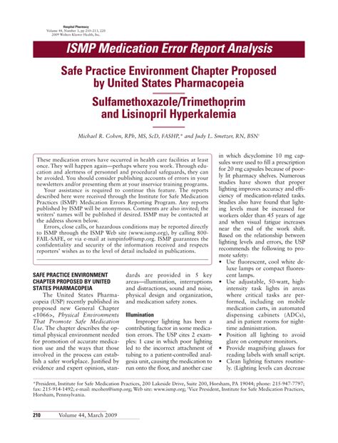 Pdf Ismp Medication Error Report Analysis Safe Practice Environment