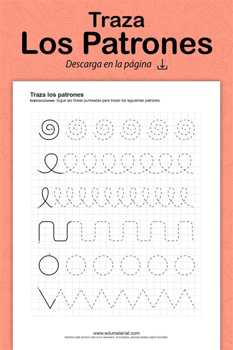 Traza Los Patrones Set 1 Práctica De Escritura A Mano Práctica De
