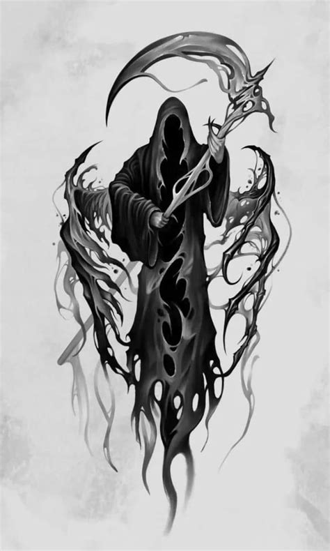 Dark And Mysterious Reaper Tattoo Female Grim Reaper Dark Angel