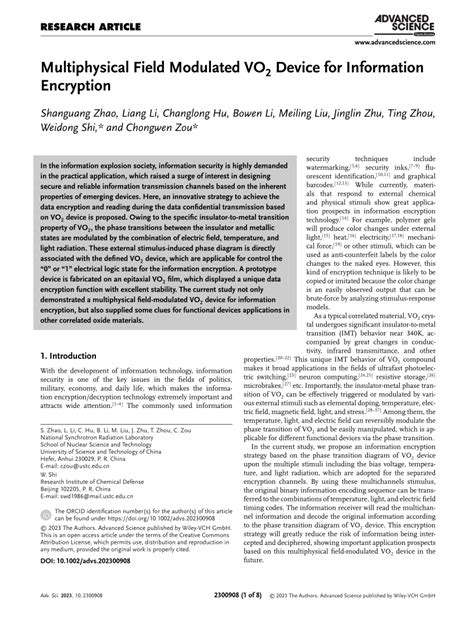 Pdf Multiphysical Field Modulated Vo2 Device For Information Encryption