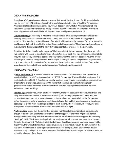 Deductive Fallacies Deductive Fallacies The Fallacy Of Division