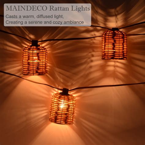 Natural Rattan String Lights 10 Rustic Raffia Cage 13