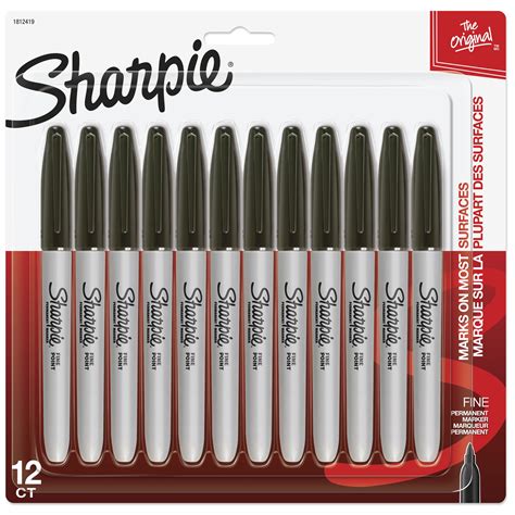 Sharpie Permanent Markers Fine Point Black 12 Count