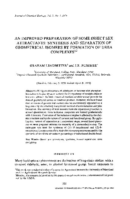 Pdf An Improved Preparation Of Some Insect Sex Attractants Synthesis